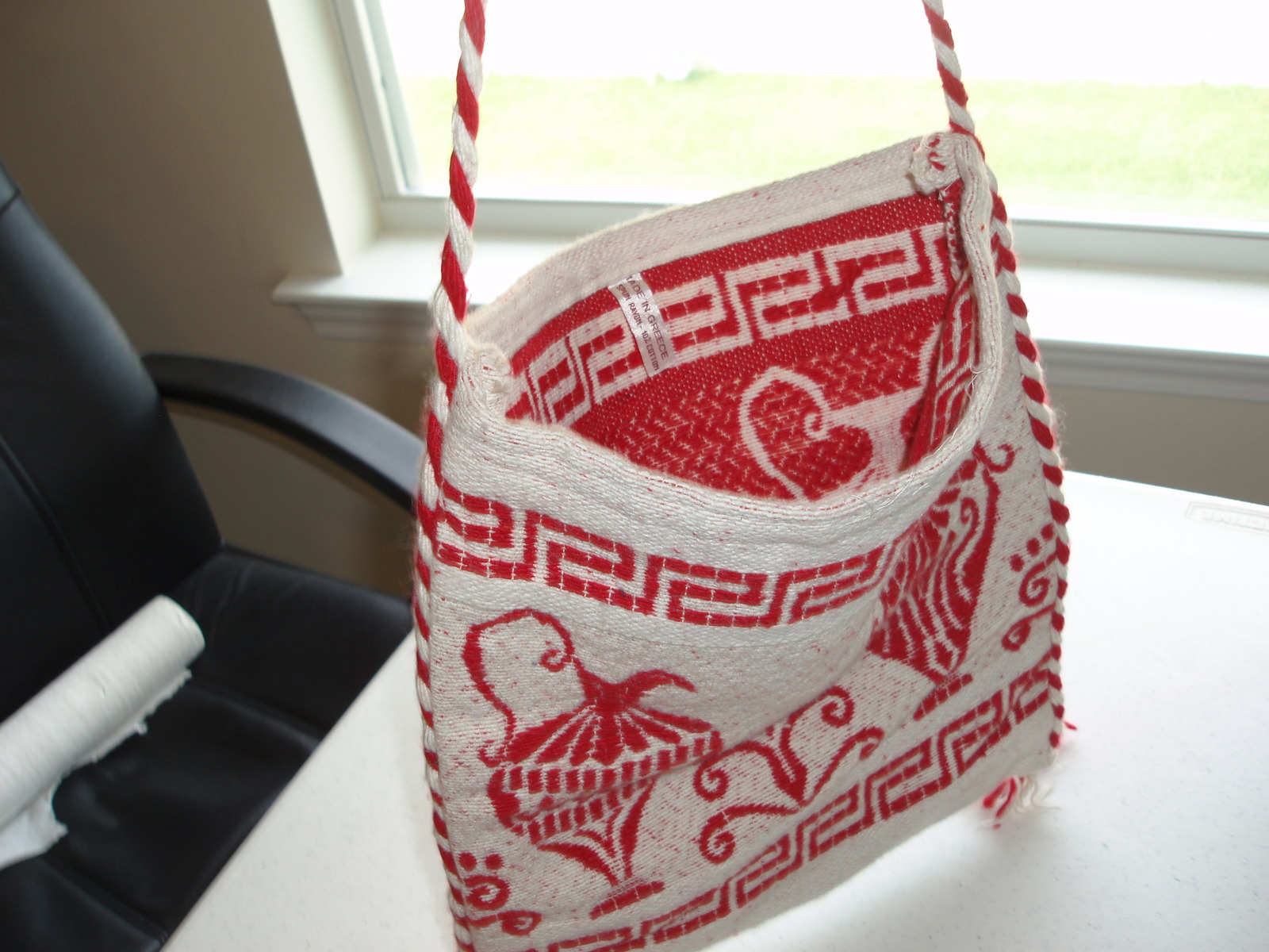 Greek bag - tagari - from Greece, red and white, large, messenger bag ...