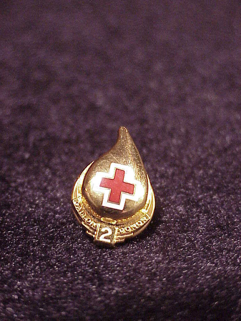 Red Cross 2 Gallon Blood Donor Pin with back - Red Cross