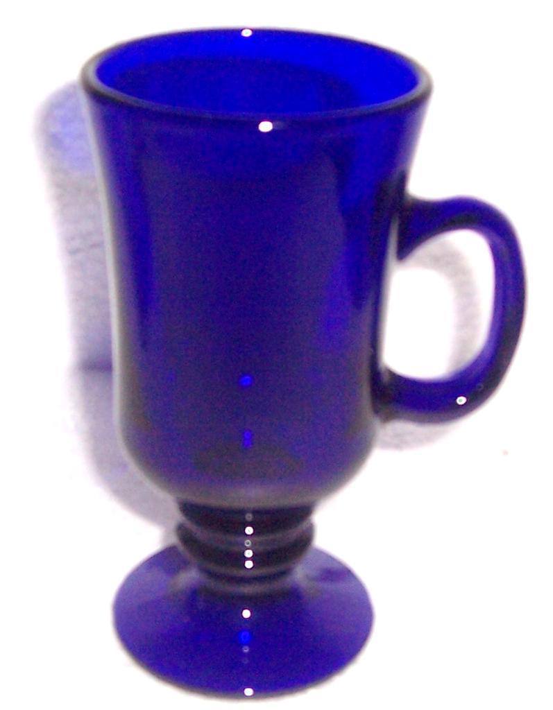 Cobalt Blue Handblown Slender Coffee Glass Mug - Drinkware