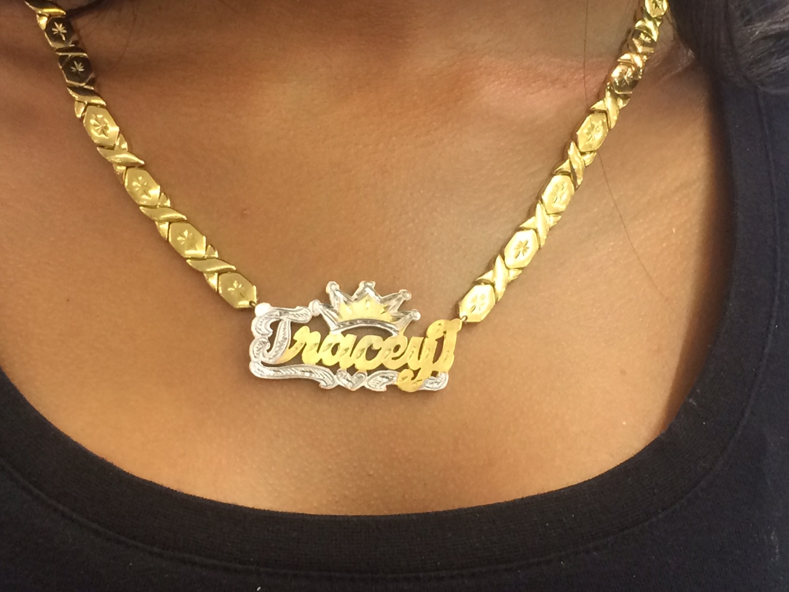14k Gold Overlay Double Name Necklace Xoxo Chain 3D Personalized