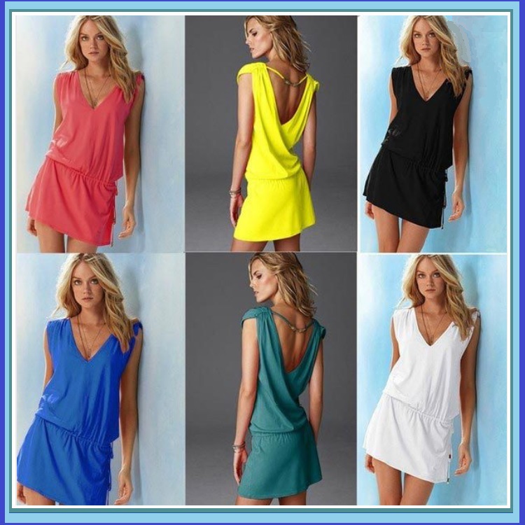 Casual Summer Beach Wear Swimsuit Cover Up Beach Tunic with Waist ...