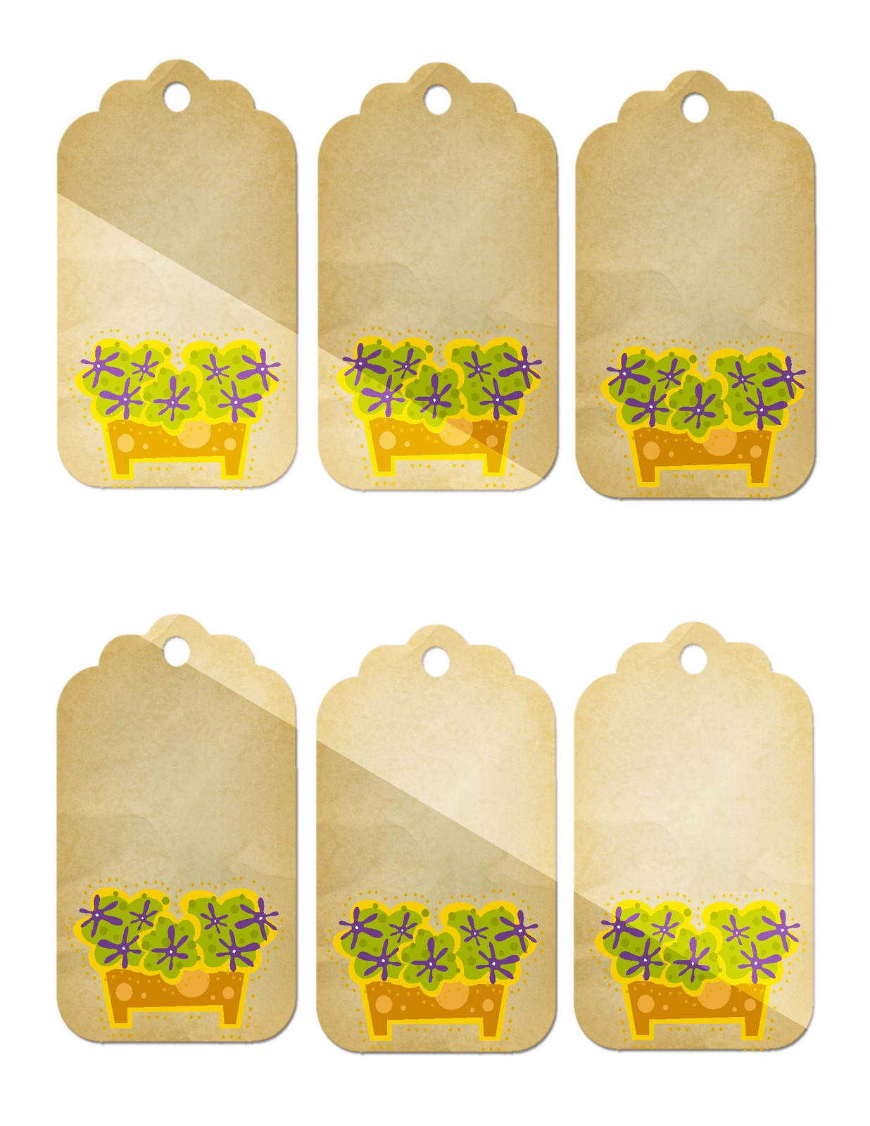 6 Flower Tags20-Download-ClipArt-ArtClip-Digital - Paper Crafts