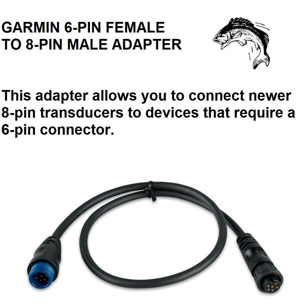 GARMIN 6-PIN FEMALE CONNECTOR TO 8-PIN MALE TRANSDUCERS ADAPTER