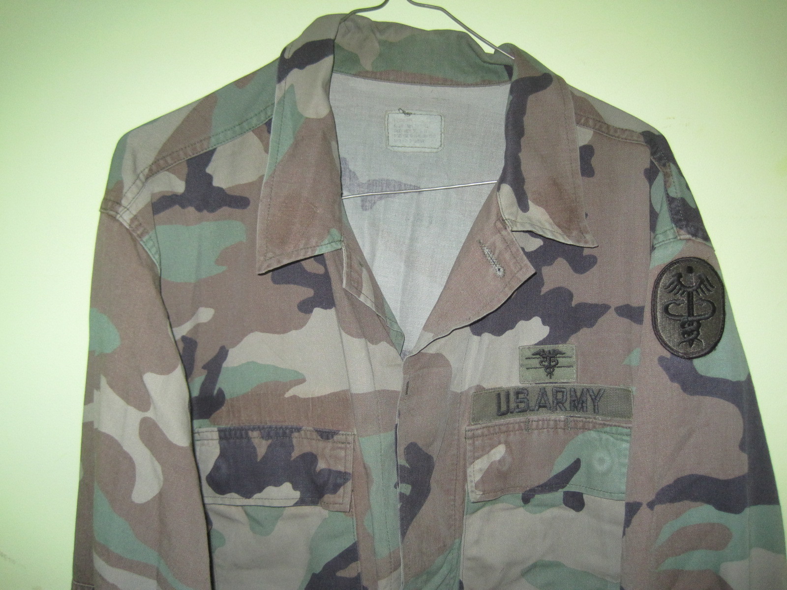Vintage 90s US Army Medical Command Doctor BDU Wodland Camouflage Uniform Tunic - Uniforms & BDUs