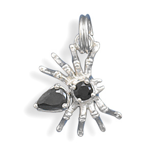 Sterling Silver Movable Spider Charm with Black CZs - Fine Charms ...