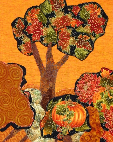 October: Quilted Art Wall Hanging - Art