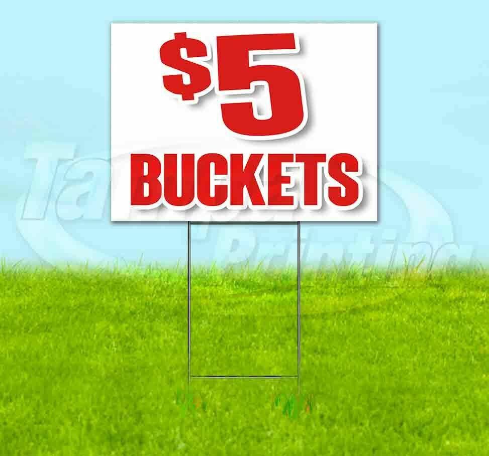 $5 BUCKETS Yard Sign Corrugated Plastic Bandit Lawn Decoration USA ...