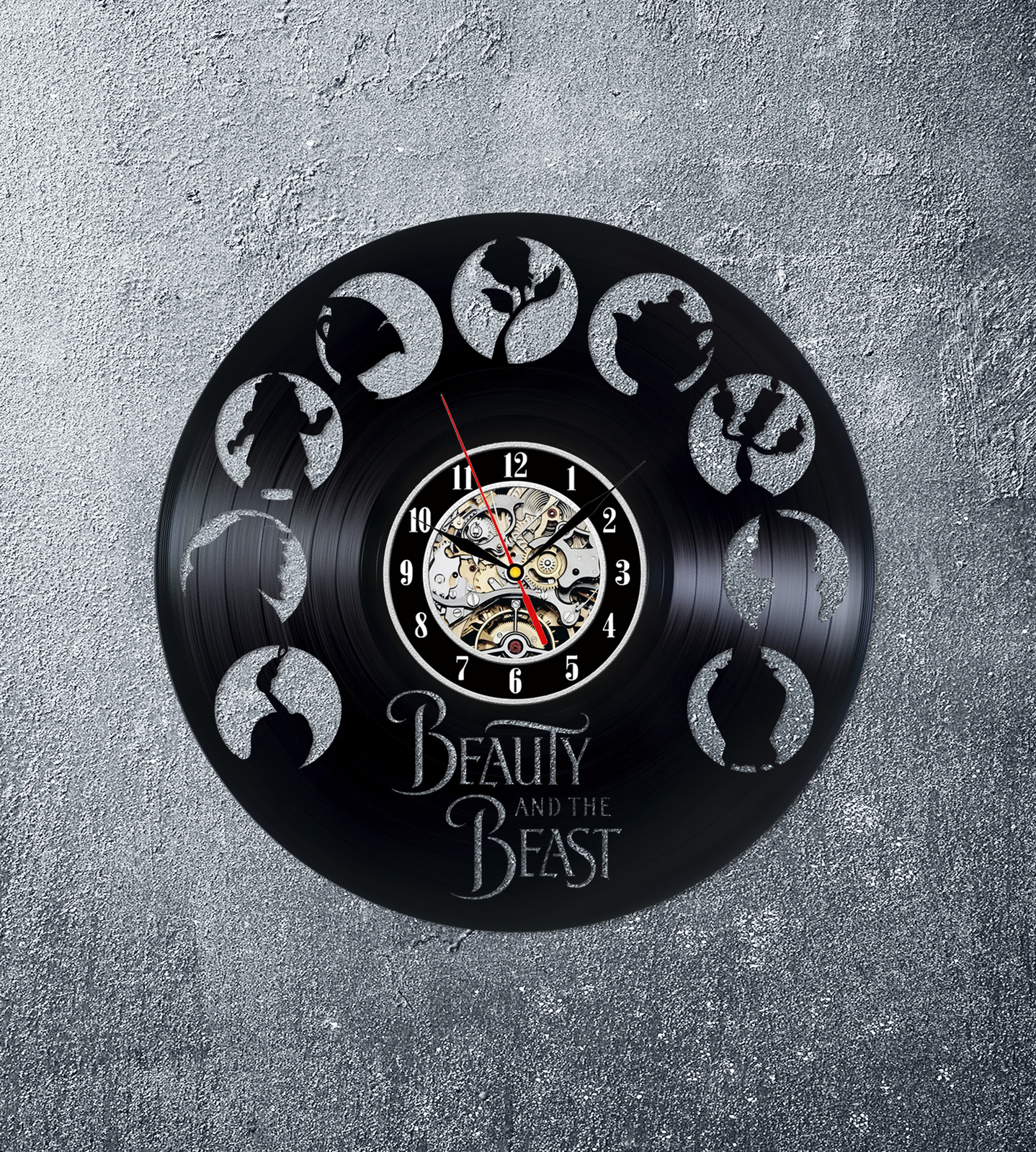 Beauty and the beast art BatB decoration cartoon gift fan clock beauty ...