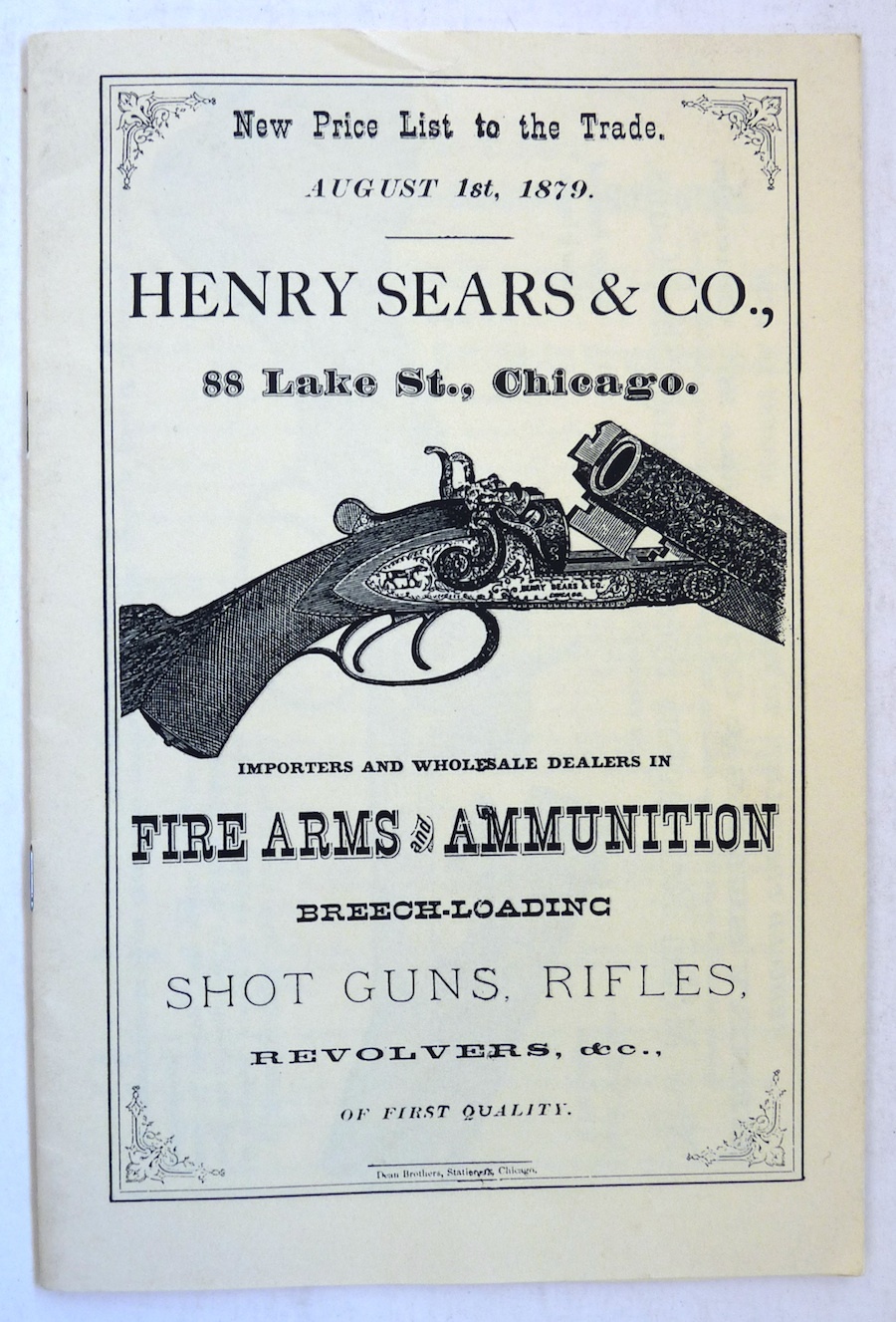 Henry Sears Co Chicago 1879 catalog reprint firearms ammunition rifle ...