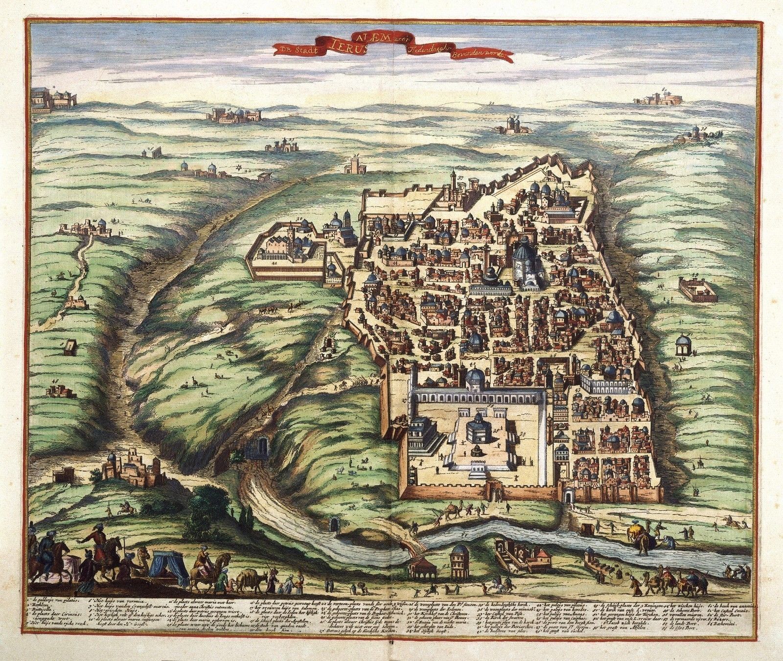 1600s antique MAP atlas poster 1600s Jerusalem Holy Land old antique ...