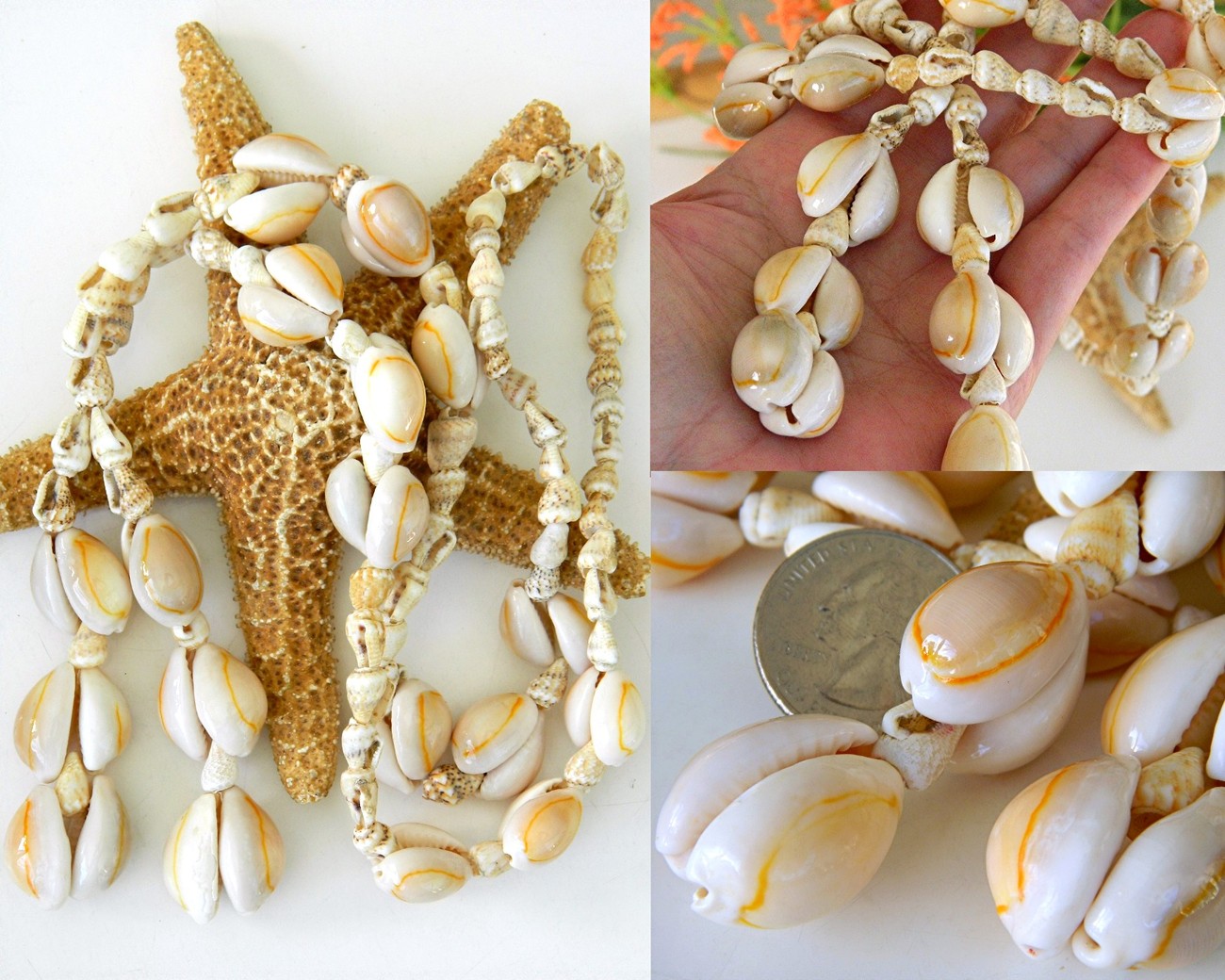 Vintage Cowrie Cowry Necklace Sea Shell Tassel Handmade Lei - Other Vintage Cowrie Cowry Necklace Sea Shell Tassel Handmade Lei - Other