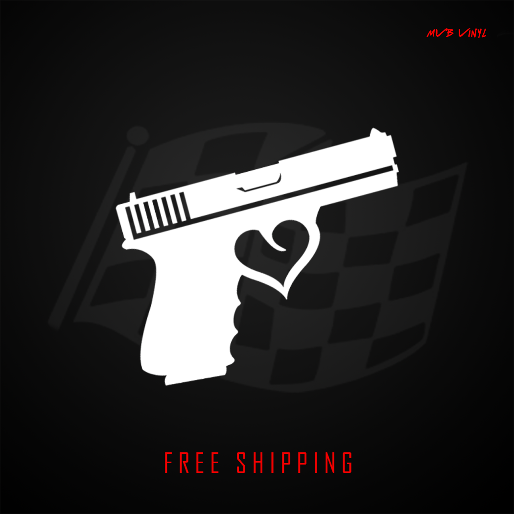 Gun Heart Trigger Vinyl Decal Sticker | Cute Handgun Pro Gun NRA 144 ...