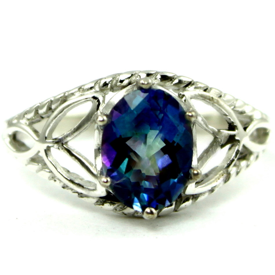SR137, Neptune Garden Topaz, 925 Sterling Silver Ring - Genuine Gemstone