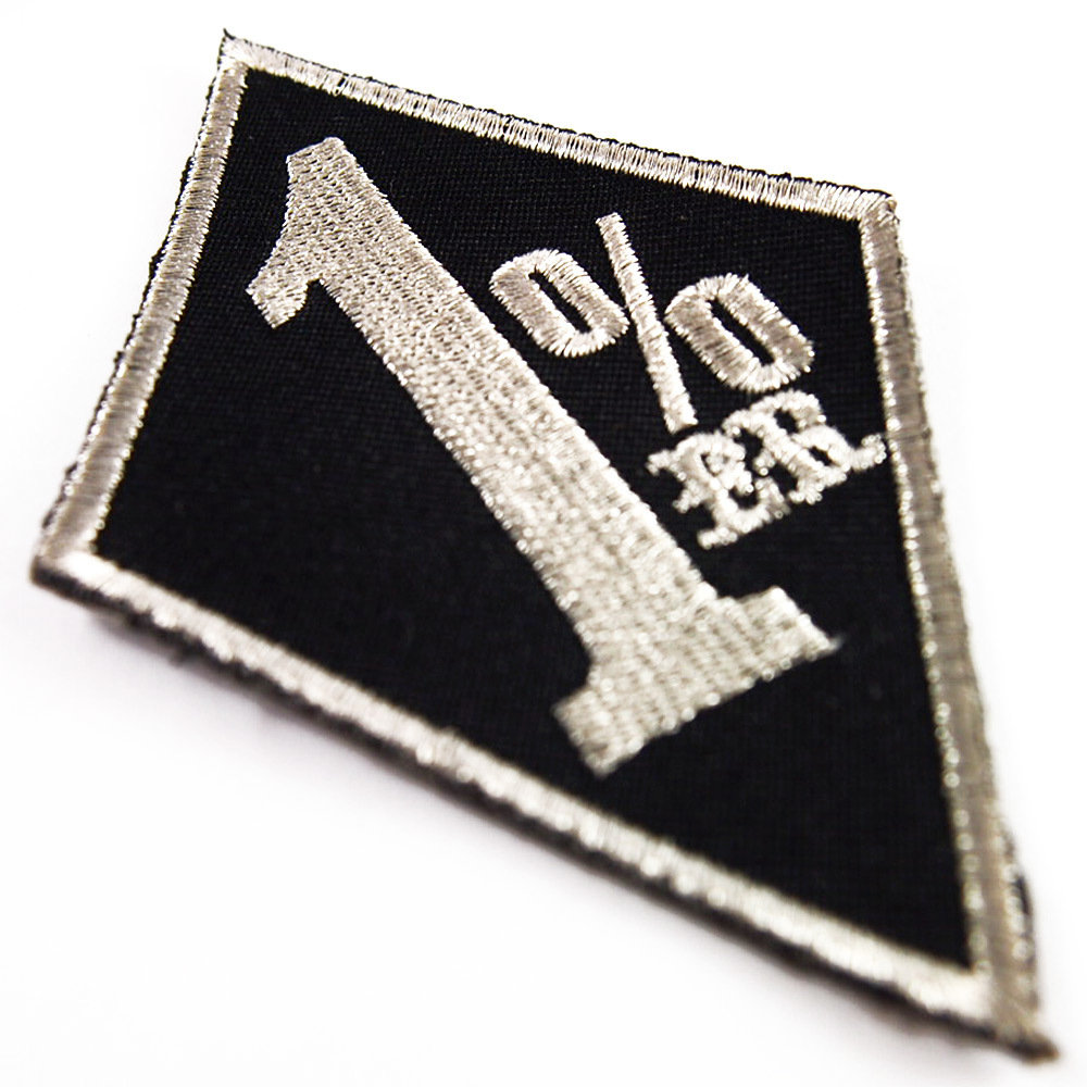 1% ONE Percenter Patch Silver Motorcycle Biker Embroidered Iron On ...
