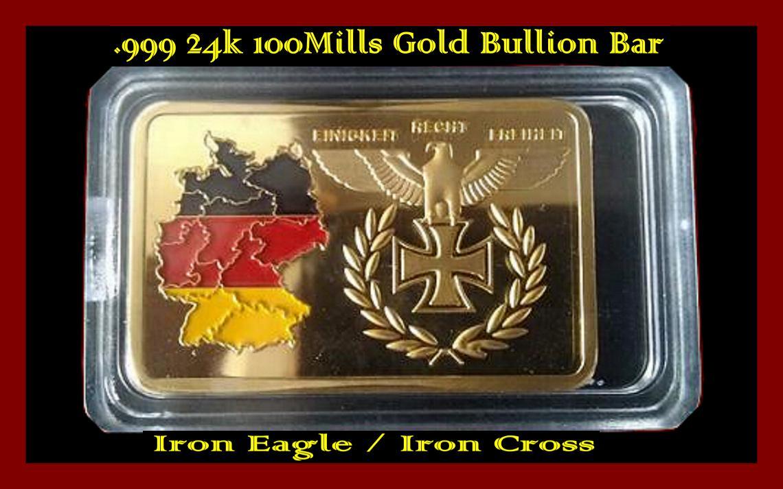 1oz .999% 24K New Germany 3rd Reich Deutsche Post WW2 Nazi Gold Clad ...