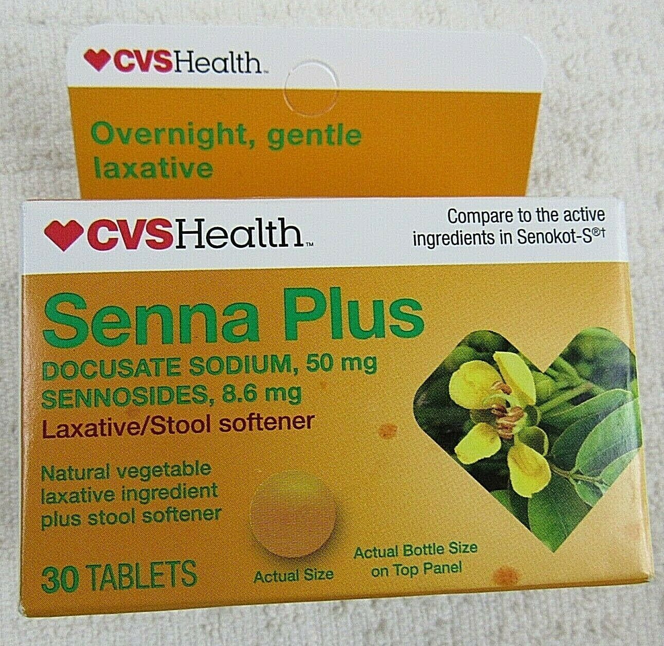 CVS SENNA PLUS Docusate Sodium 50mg Sennosides 8.6mg Stool Softner 30 ...