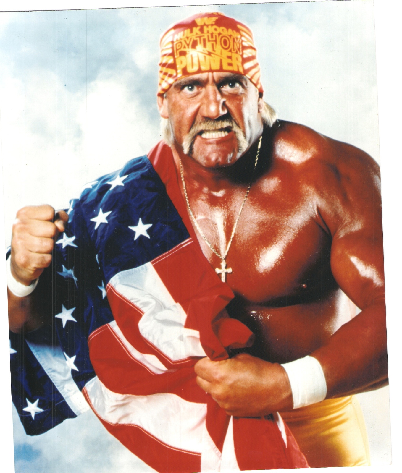 Hulk Hogan Flag Vintage 8X10 Color Wrestling Memorabilia Photo - Photos