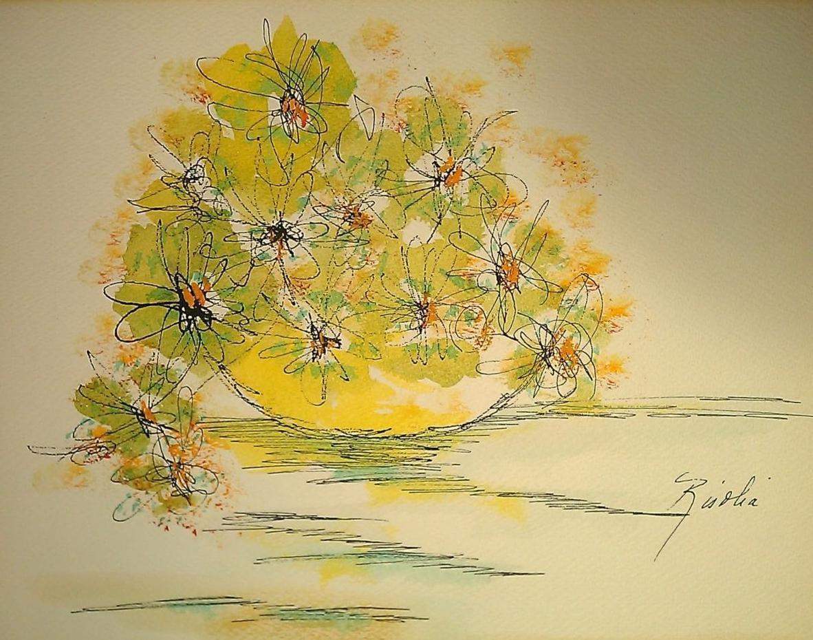 Signed Risolia still life watercolor art and 50 similar items
