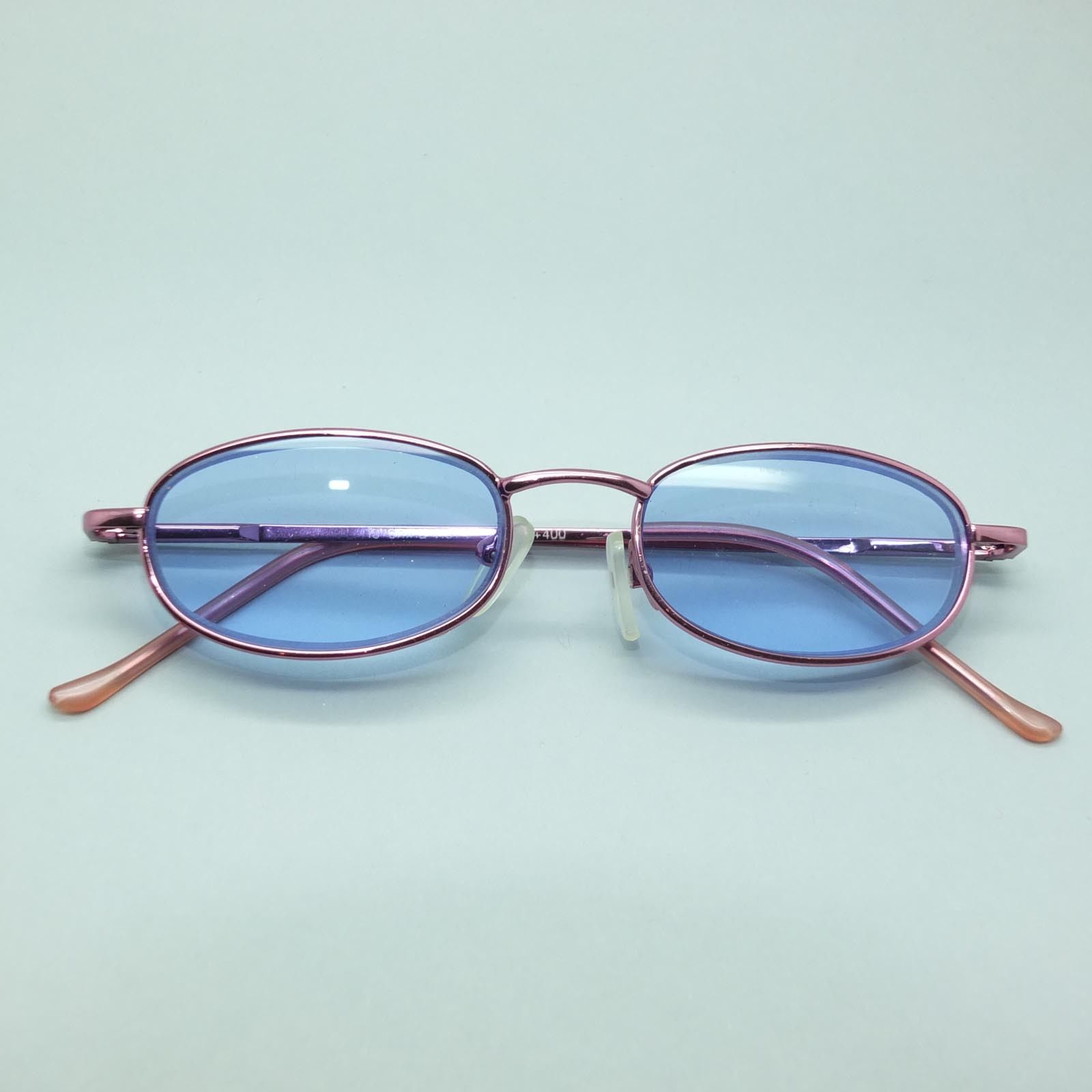 Petite Pink Frame Blue Tinted Lens Reading Glasses Extra Strong +4.00 ...