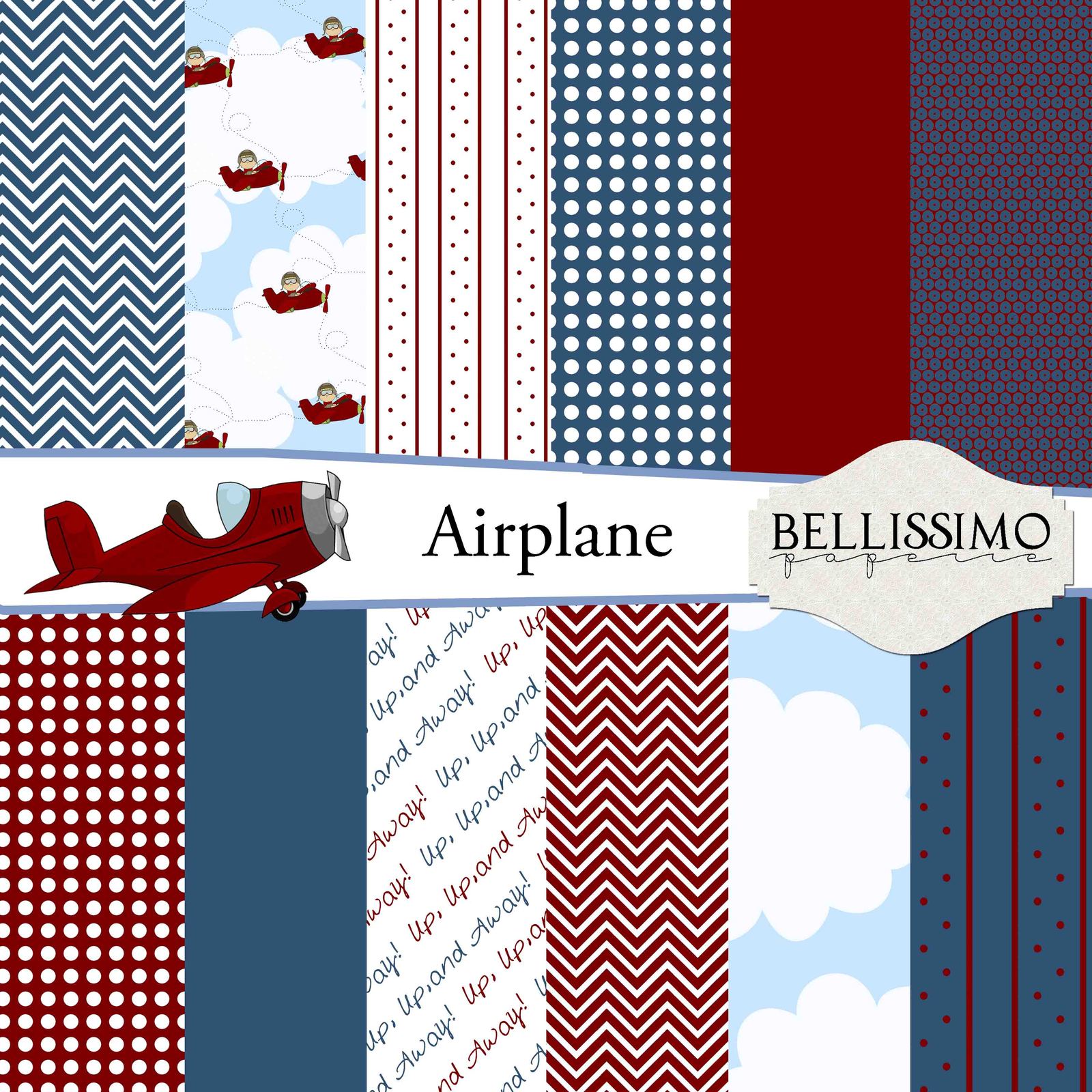 Airplane Digital Scrapbook Paper 12"x12" Digital Paper INSTANT DOWNLOAD ...