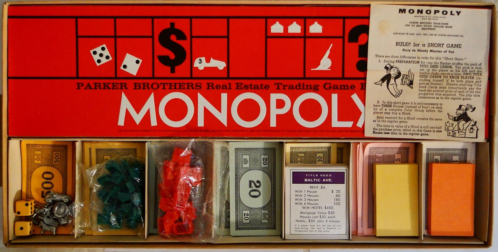 VINTAGE 1961 MONOPOLY BOARD GAME BY PARKER BROTHERS - Vintage Manufacture