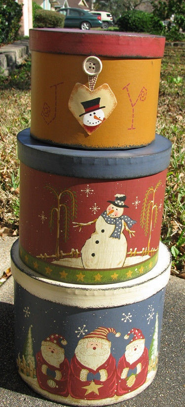 Primitive Nesting boxes 207967 Snowman and Santa s/3 - Home Décor