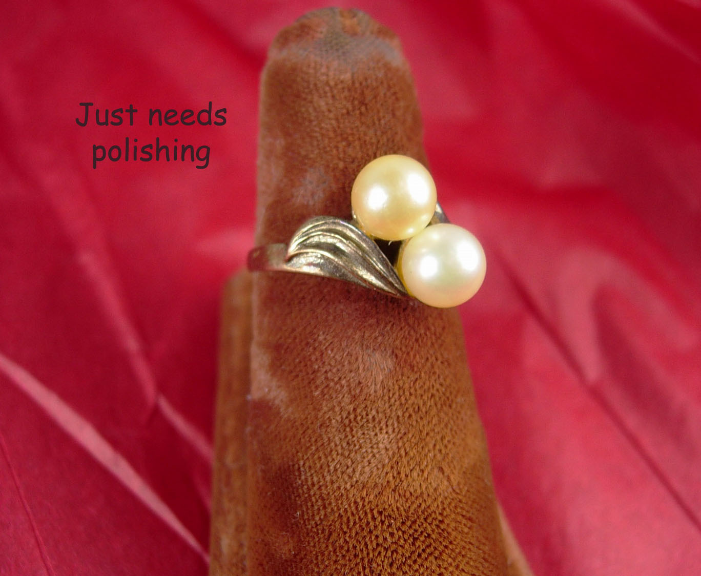 Vintage STERLING genuine TWO pearl RING size 6 - Rings