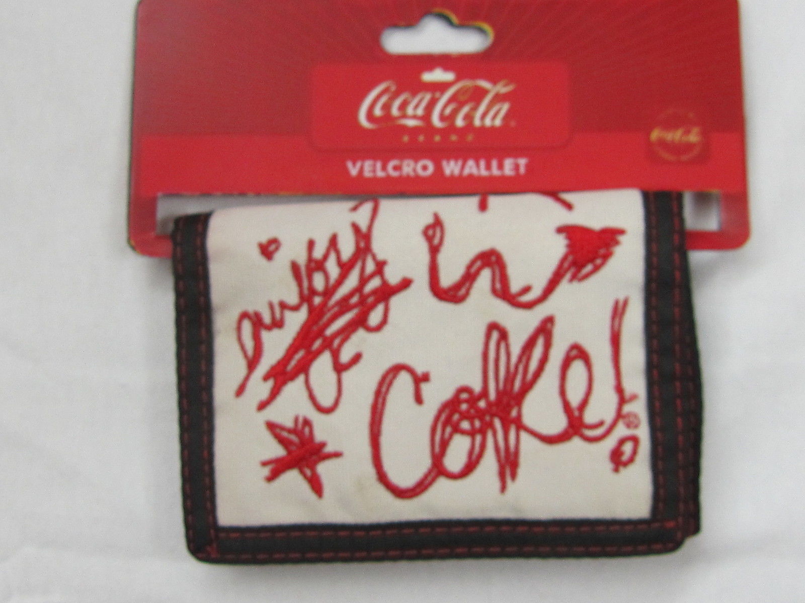 Coca-Cola Wallet White with Red Doodle Scribble New Tri-Fold - Soda