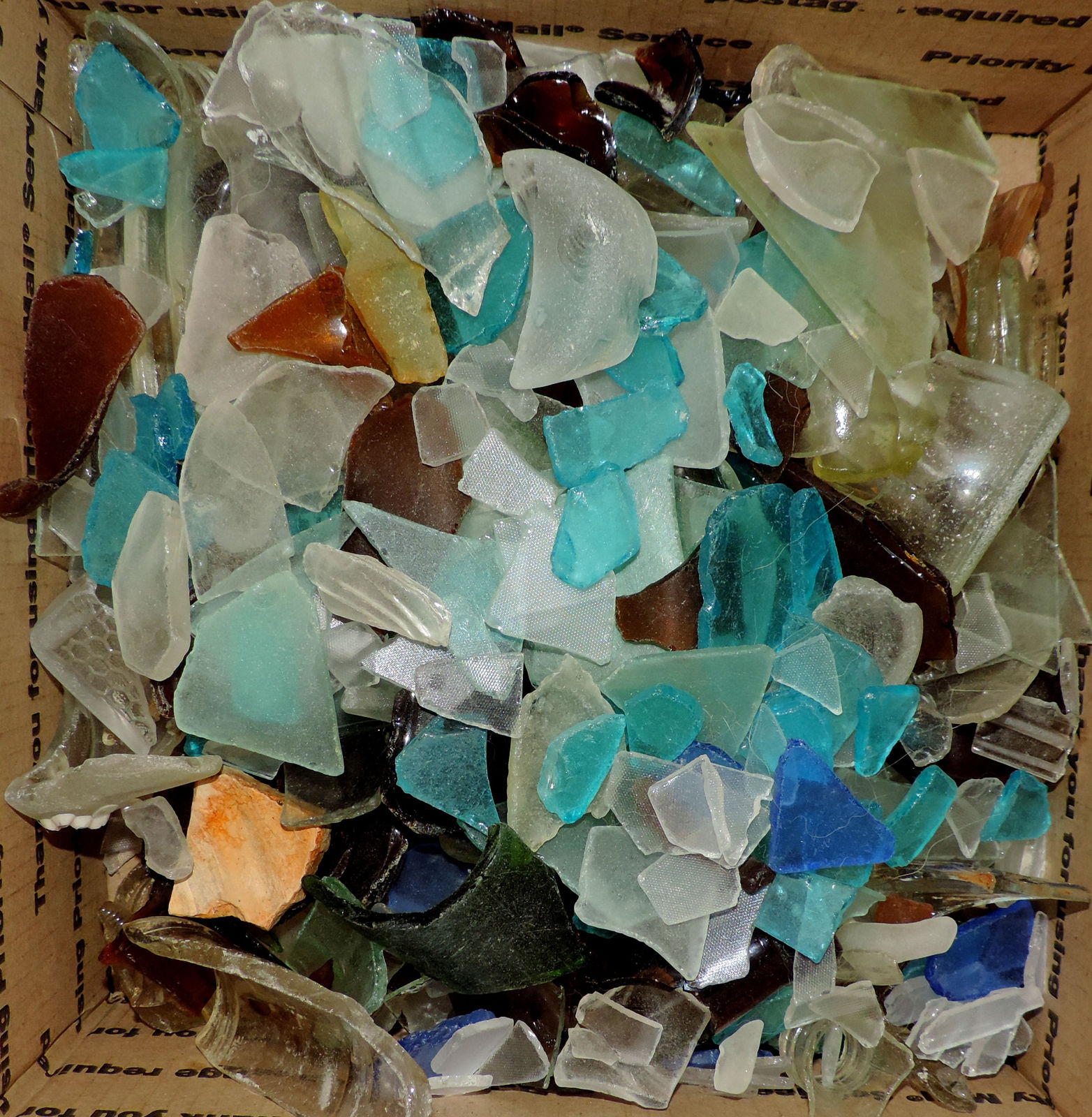 Genuine Surf Tumbled Sea Glass 2 pound Lot mixed colors/sizes/shapes ...