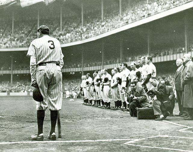 Babe Ruth, 53, makes his final appearance before his death at Yankee ...