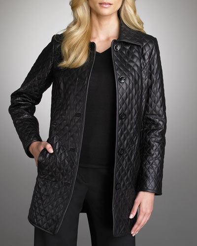Womens black quilted leather coat, Women quilted leather jacket, womens ...