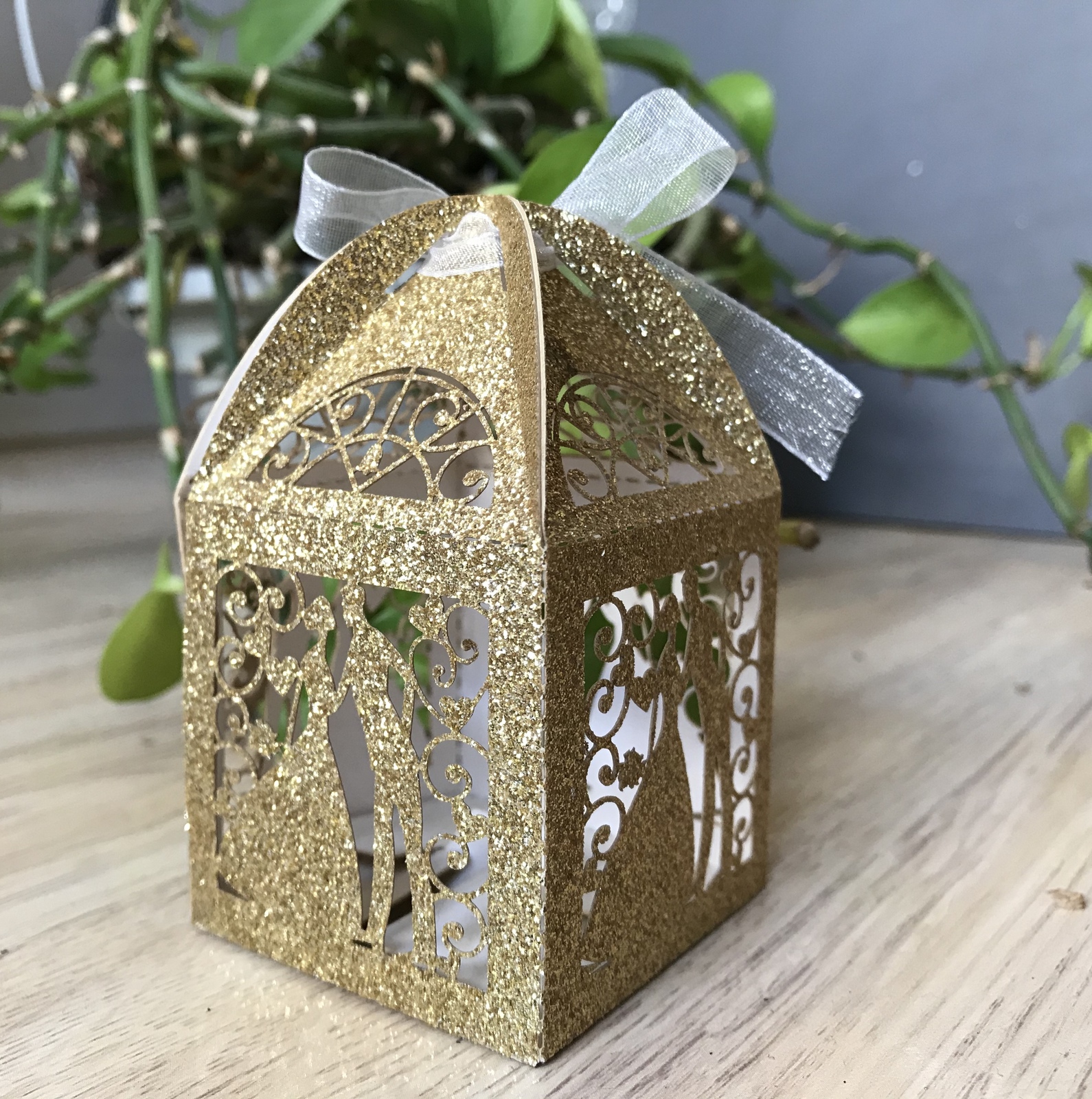 100pcs Glitter gold bridal & groom Laser Cut Wedding Gift Boxes,Favor ...