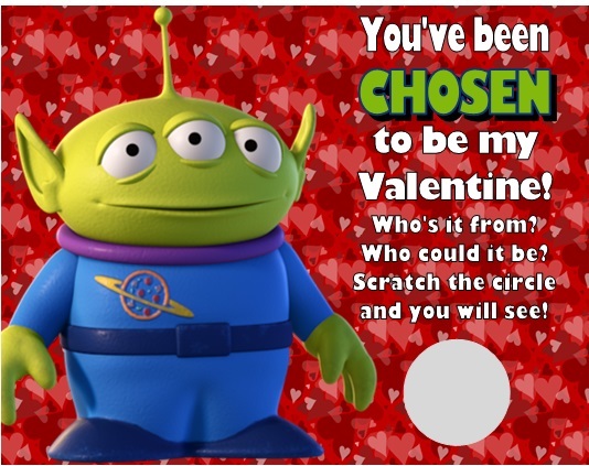 Alien Toy Story Valentine's Day Valentine Scratch Off Cards ...
