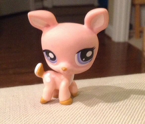 Littlest Pet Shop Pink Deer Fawn #1414 with Purple Eyes LPS - Littlest ...