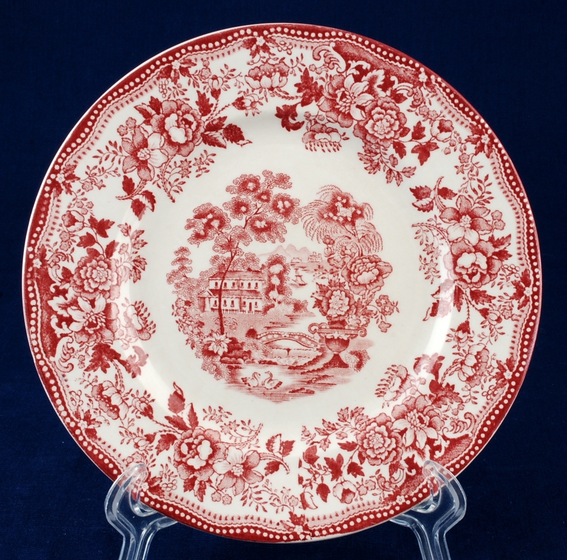 Alfred Meakin Tonquin Bread Plate Staffordshire England Red & White ...