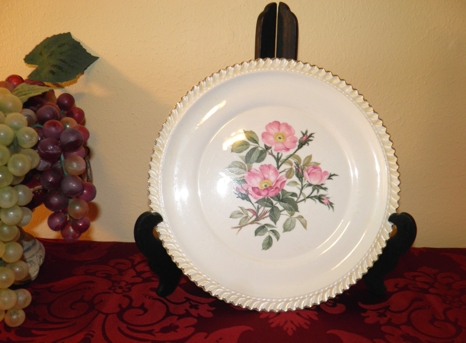Vintage Harker Pottery Wild Rose Pattern China Dinner Plate with 22K ...
