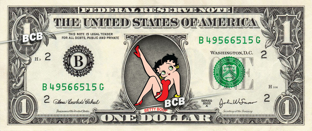 BETTY BOOP on REAL Dollar Bill - Collectible Cash Money - Paper Money: US
