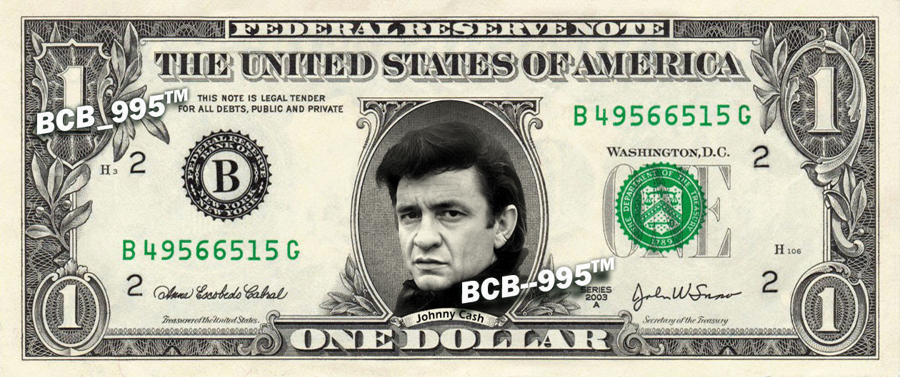 JOHNNY CASH on A REAL Dollar Bill Cash Money Collectible Memorabilia ...