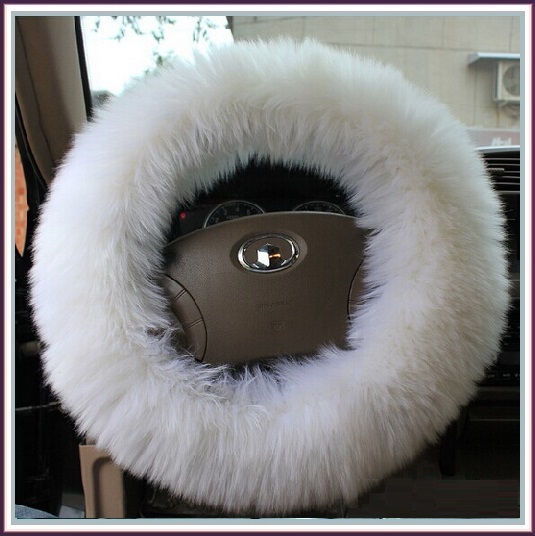 Pure White Long Genuine Australian Lambskin Woolen Fur Steering Wheel ...