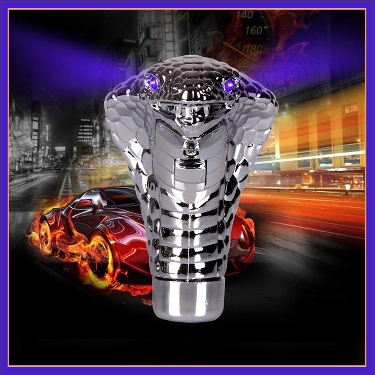 Silver Cobra Snake Manual Transmission Gear Shift Knob Cover Blue LED ...