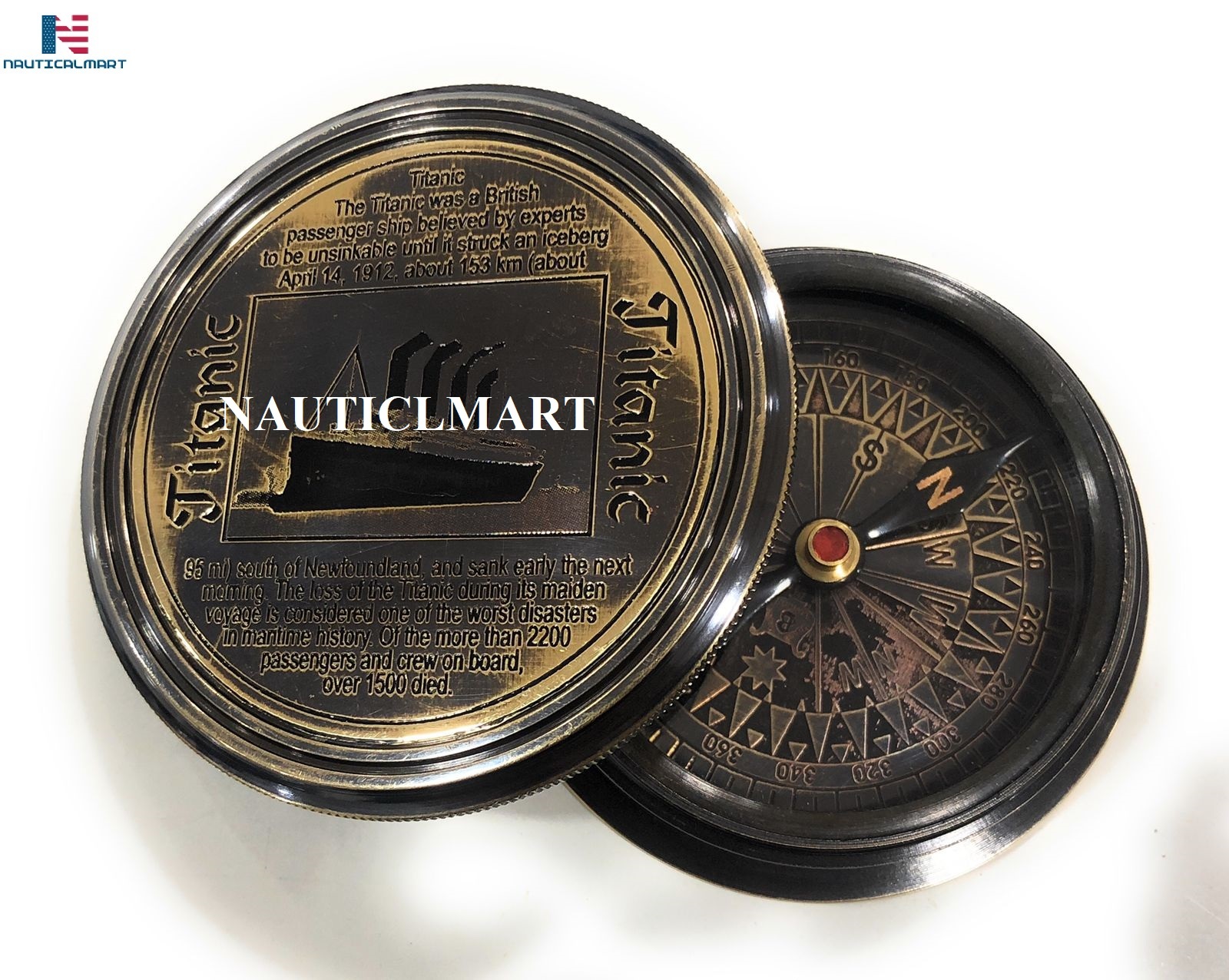 Brass Compass Antique Finish Titanic Compass Vintage Nautical Sailor ...