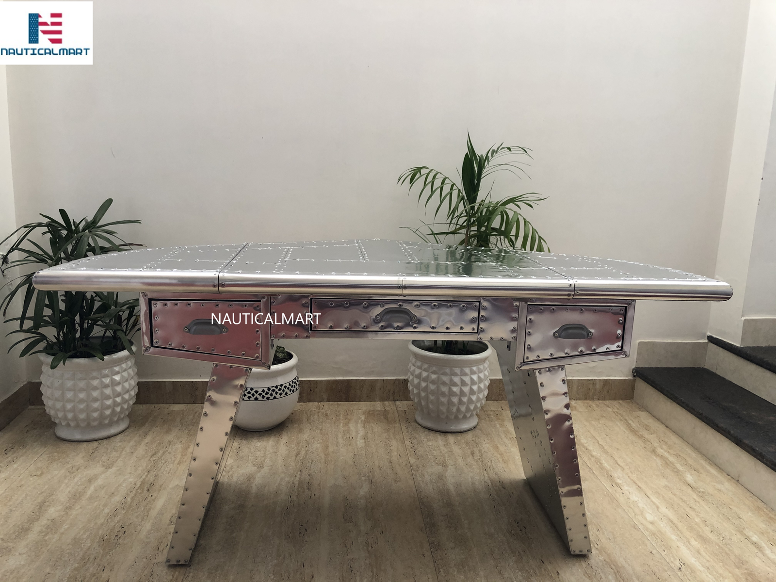 NauticalMart Aviator Executive Fighter Jet Wing Desk - Polished ...