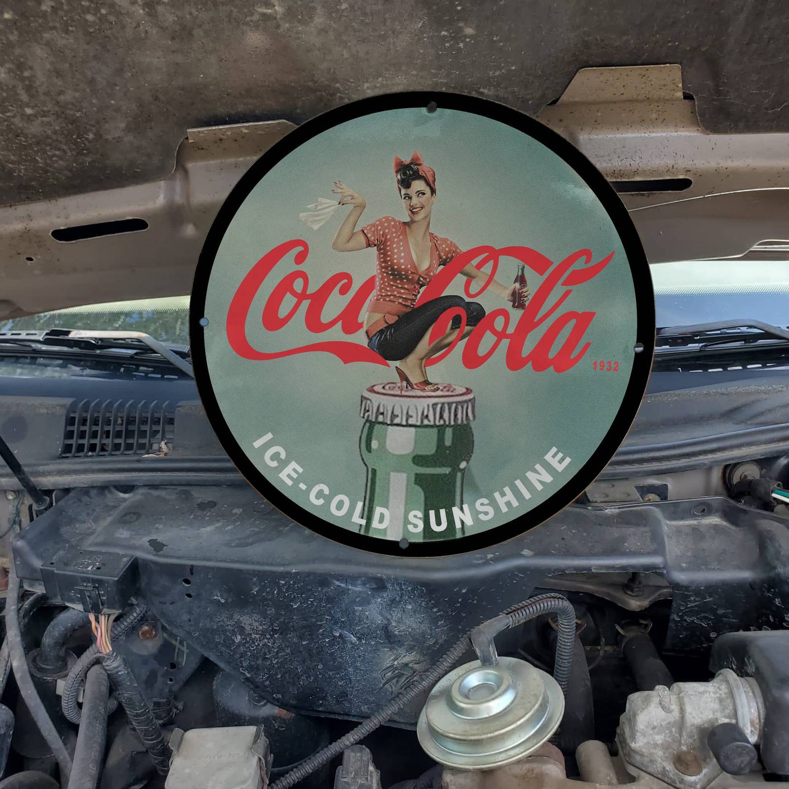 Vintage 1932 Coca-Cola Ice Cold Sunshine Soft Drink Porcelain Gas & Oil ...