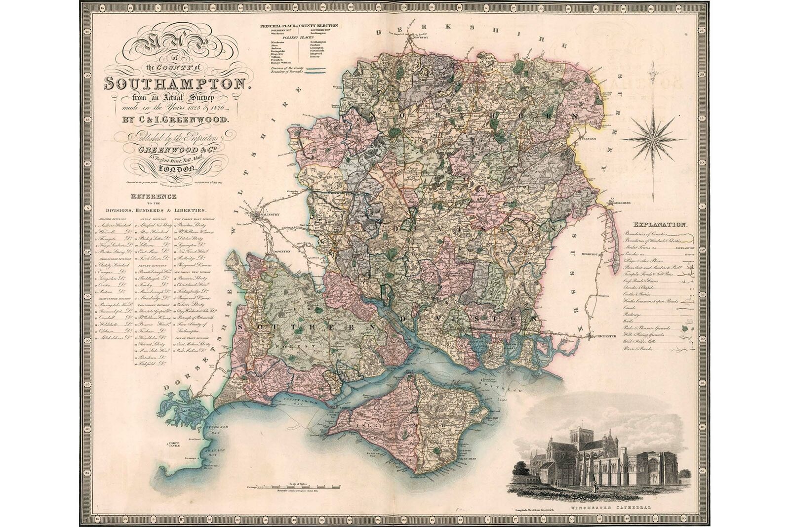Map of Southampton, England 1826 by Greenwood, Finely Detailed ...