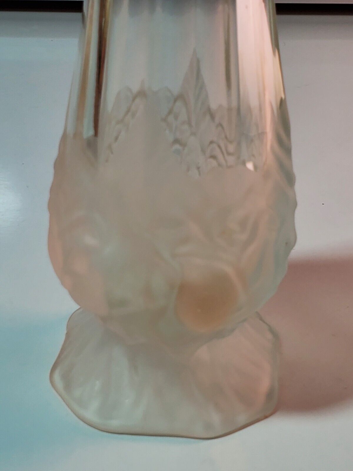 Vintage Swung Vase Clear And Frosted Ivima Glass Portugal Hand Made Mcm Vases