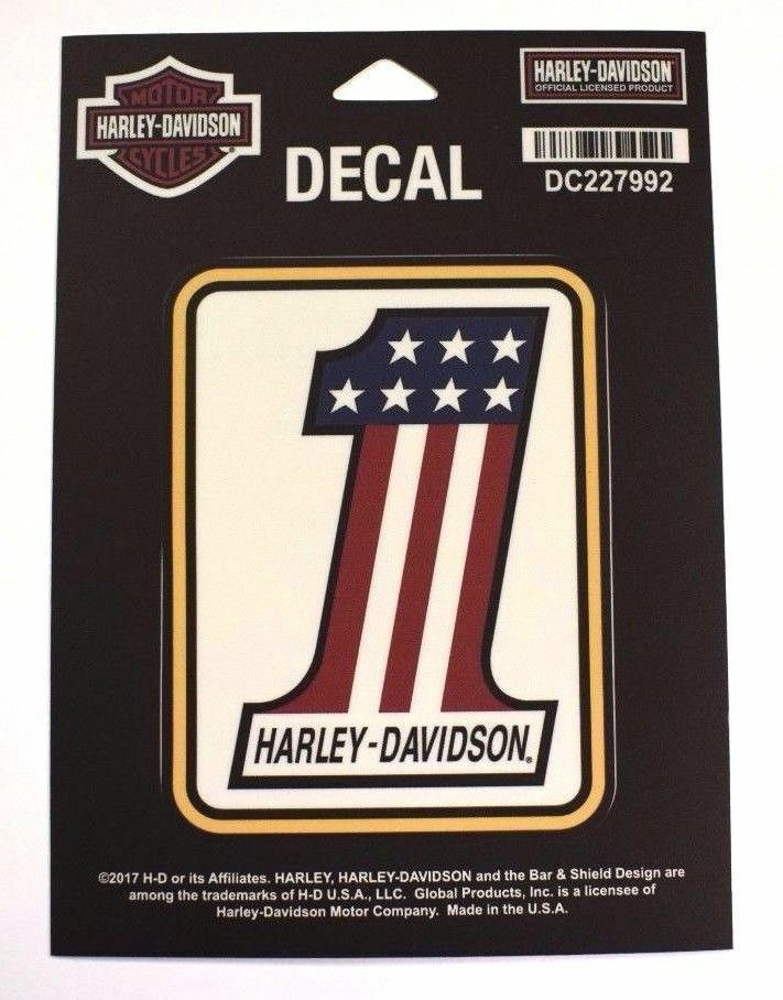 Genuine Harley Davidson Vintage Style American Flag Number One #1 Decal ...