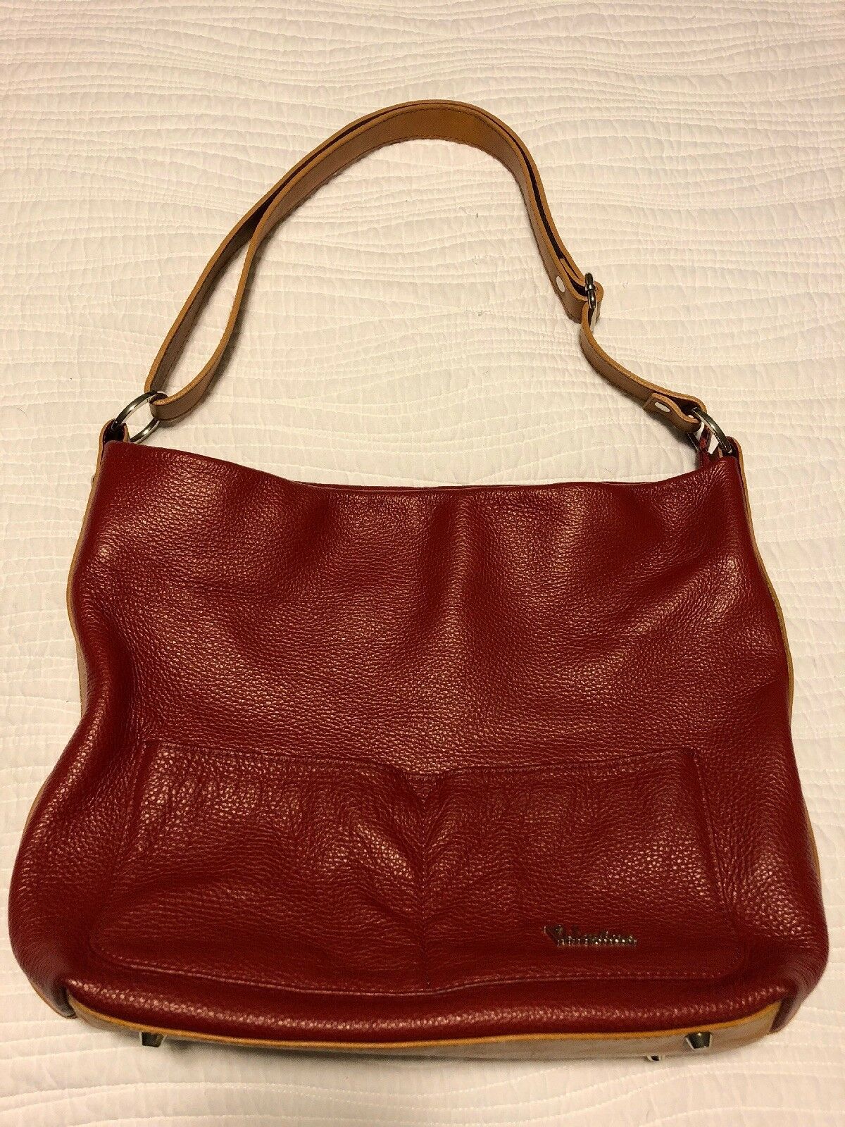 Valentina Hobo Crossbody Red Pebbled Leather Purse Shoulder Tote Bag ...