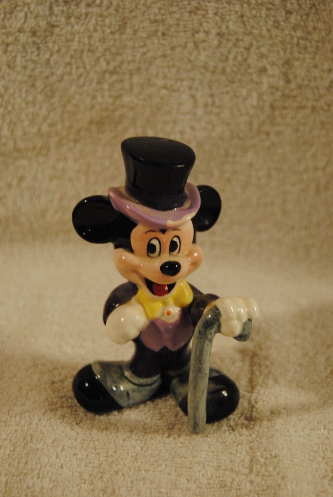 Rare Disney Top Hat And Walking Stick Mickey Mouse Figure Statue Japan ...