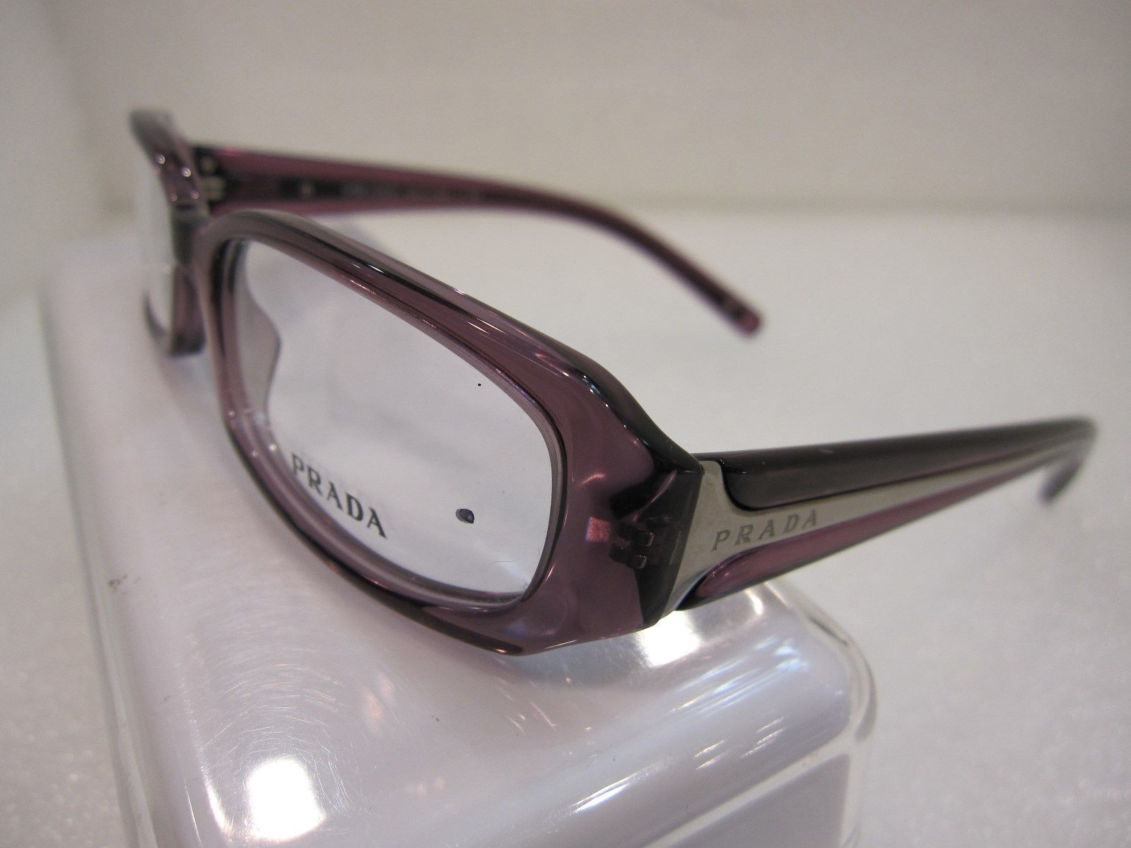 Prada Eyeglasses Vpr 05l C 7wr1o1 In Purple And Silver 51mm Eyeglass Frames