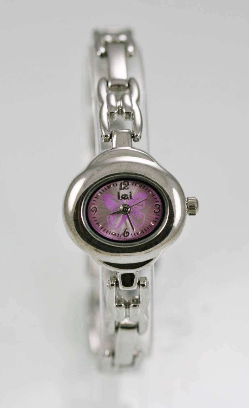 LEI Watch Womens Stainless Steel Silver Batt Water Resist Pink ...